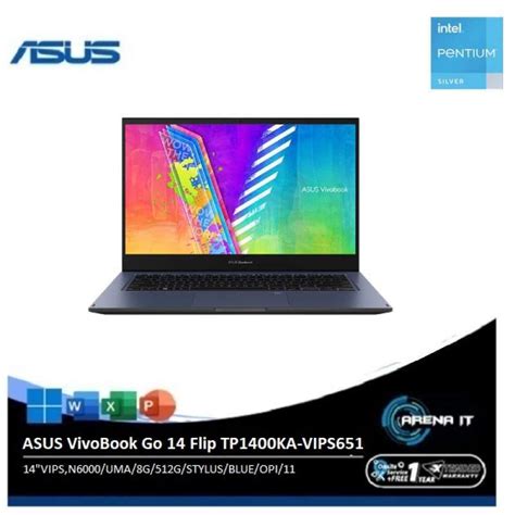 Jual ASUS VivoBook Go 14 Flip TP1400KA VIPS651 Quiet Blue Intel Pentium Silver N6000