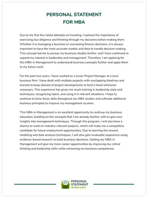 Examples Of Good Personal Statements