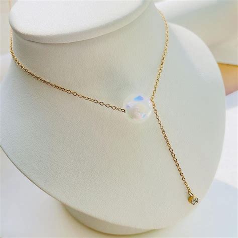 써지컬스틸 오로라 진주 와이드롭 목걸이 헬로마켓