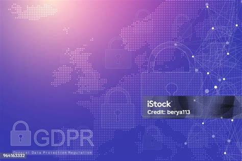 Gdpr일반 데이터 보호 규정 점선으로 된 유럽 지도 및 플래그 개인정보의 보호입니다 벡터 일러스트 레이 션 2018년에 대한 스톡 벡터 아트 및 기타 이미지 Istock