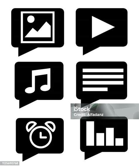 검은 실루엣 평면 모바일 애플 리 케이 션 아이콘 세트입니다 벡터 일러스트 레이 션 흰색 배경에 고립 검은색에 대한 스톡 벡터 아트 및 기타 이미지 Istock