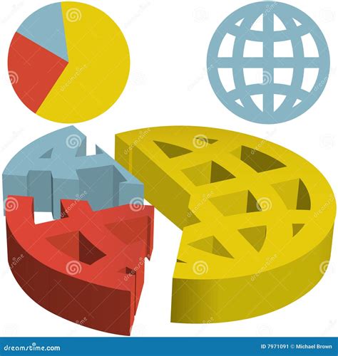 Global 3d Financial Pie Chart Of Globalization Dat Stock Vector