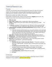 Identifying Chemical Reactions Lab Guide Safety Tips Course Hero