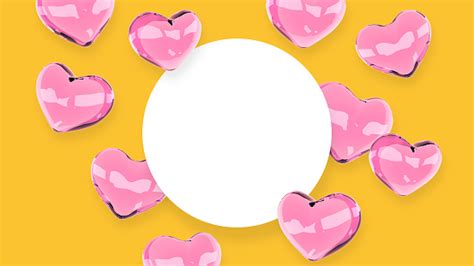 하트 프레임 발렌타인 데이 배너 디자인과 텍스트를위한 장소 3d 그림 유리 반짝이는 3d 하트 사랑 기호 배경 화면 로맨틱 포스터 2월에 대한 스톡 사진 및 기타 이미지