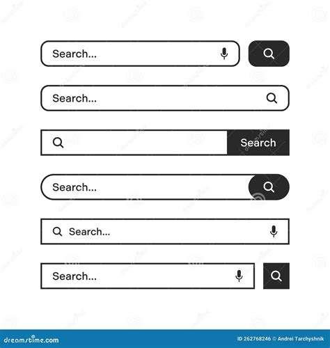 Various Search Bars With Outline Border Internet Browser Engine With