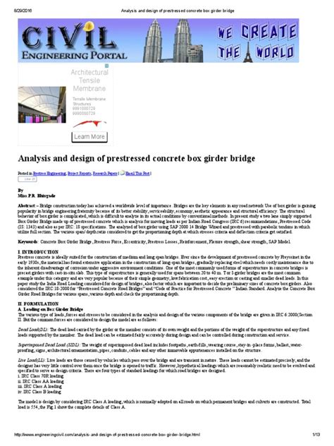 Analysis And Design Of Prestressed Concrete Box Girder Bridge Pdf
