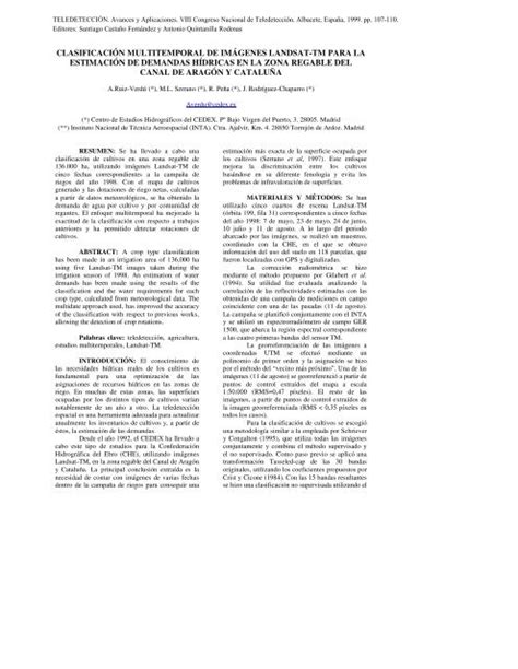 Clasificación Multitemporal De Imágenes Landsat Tm Para La