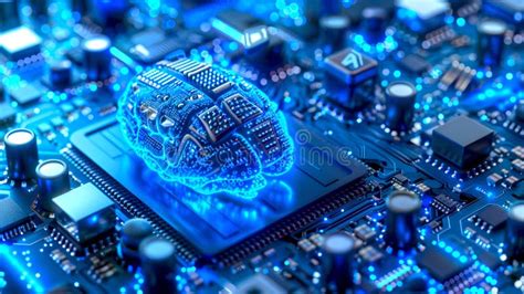 futuristic ai brain on circuit board concept of artificial