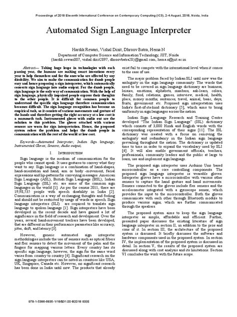 Automated Sign Language Interpreter Pdf Sign Language Artificial