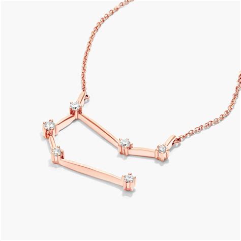 Lab Grown Diamond Gemini Constellation Necklace In 14k Rose Gold