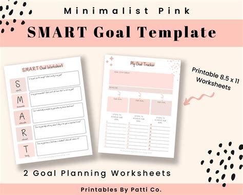 SMART Goal Template Goal Setting Printable SMART Goal Planning Goal Planner Goal Planning