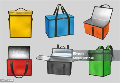 택배 가방 신선한 음식 배달 피자 패키지를위한 방수 용기 괜찮은 벡터 현실적인 상자 가방에 대한 스톡 벡터 아트 및 기타 이미지 가방 개체 그룹 공란 Istock