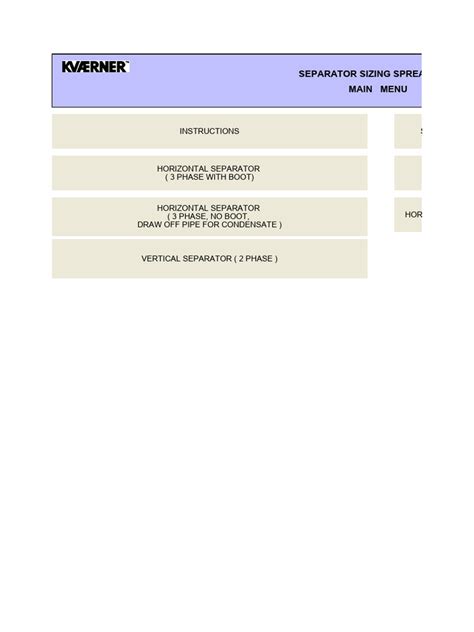 Separator 1 Sizing Spread Sheets Pdf Spreadsheet Microsoft Excel