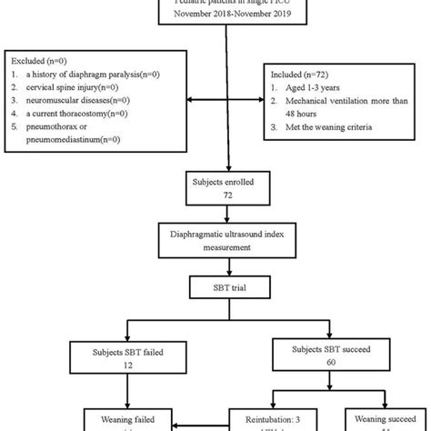 a flow chart of subject enrollment sbt spontaneous breathing trial