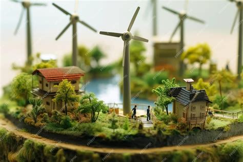 Premium Ai Image Mini Model Of A Wind Farm Complex The Concept Of