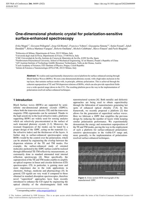 Pdf One Dimensional Photonic Crystal For Polarization Sensitive