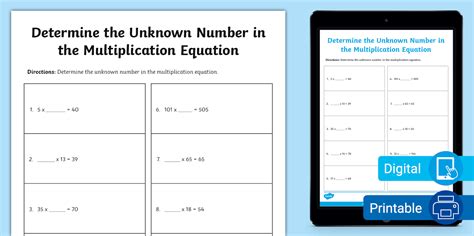 Determine The Unknown Number In A Multiplication Equation