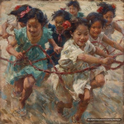 Ai创作图小区健身儿童油画 小朋友油画 欢乐题材油画 舞蹈水彩画舞蹈油画 舞蹈水彩画舞蹈水粉画 舞蹈绘画舞蹈油画 跳皮筋场景 油画小孩 油画质地手绘人物 水粉人物画 小孩嬉闹图 印象派人物油画