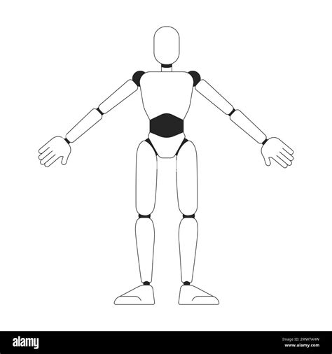 Humanoid Robot Model Black And White 2d Line Cartoon Character Stock Vector Image And Art Alamy