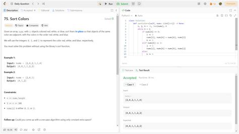 Day 15 Of 30daysofcodingchallenge Sort Colors Nitish Paspuleti Posted On The Topic Linkedin