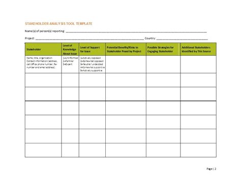 Stakeholder Map Template Excel