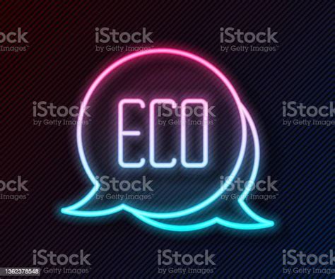 검은 색 배경에 고립 된 빛나는 네온 라인 잎 에코 기호 아이콘 에코 그린 배너 라벨 태그 로고 스티커 벡터 Friendly Match에 대한 스톡 벡터 아트 및 기타