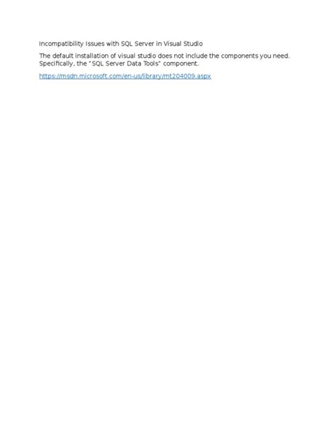 Incompatibility Issues With Sql Server In Visual Studio Pdf