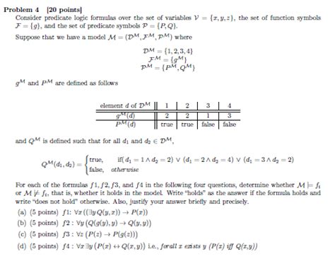 Solved Problem 4 20 Points Consider Predicate Logic
