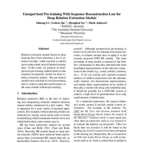 Unsupervised Pre Training With Seq2seq Reconstruction Loss For Deep