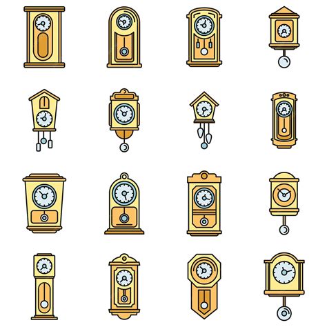 Premium Vector House Pendulum Clock Icons Set Vector Color