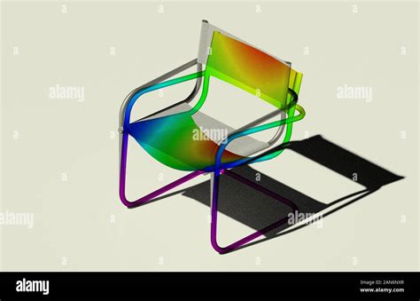 A Patio Chair 3d Rendering Its Finite Element Mesh And Indicative