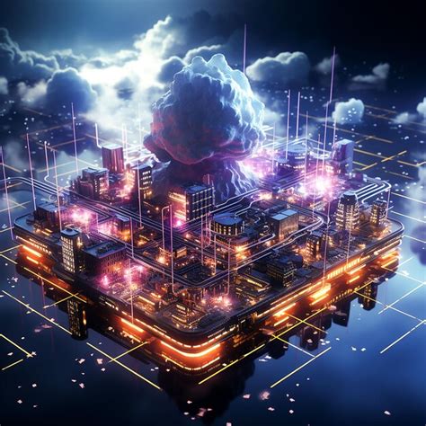 Premium Ai Image A Conceptual Illustration Depicting Cloud Networking Automation Ai Cloud