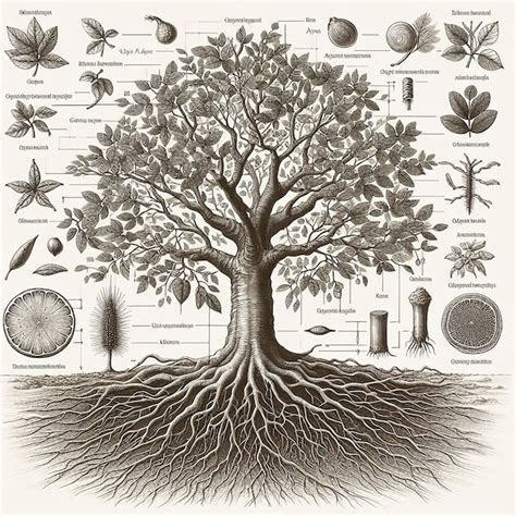 Premium Photo A Diagram Of A Tree With Roots And Leaves