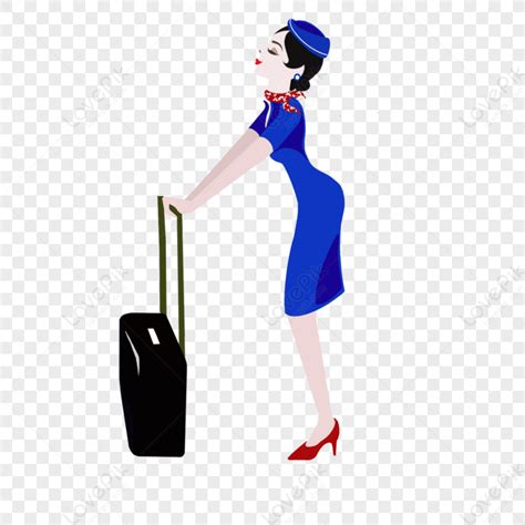 파란색 유니폼에 스튜어디스 클립 일러스트 아트아름다움푸른 Png 일러스트 무료 다운로드 Lovepik