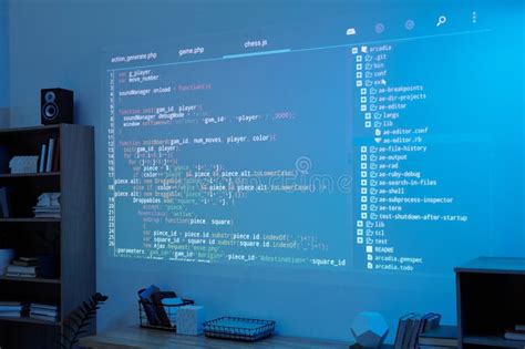 Projecting Code On Wall With Modern Technology Stock Image Image Of Light Room 377102393