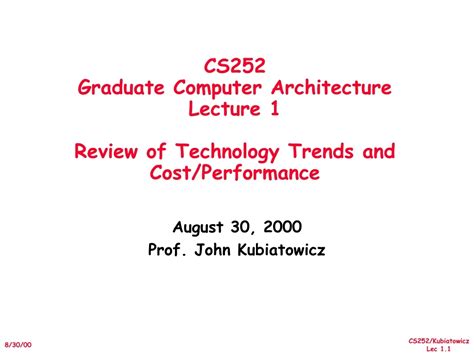 Ppt Cs252 Graduate Computer Architecture Lecture 1 Review Of Technology Trends And Cost