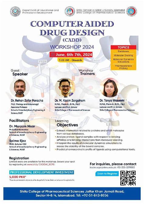 Madiha Ahmed On Linkedin Computer Aided Drug Design Workshop 2024 Has Been Planned By Department