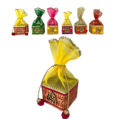 Pack Of 4 Small Potli T Box Small Decorative Net Potli T Box