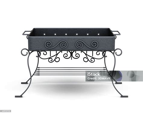 흰색 배경에 고립 된 전면 보기 바베큐 그릴 3d 렌드 3차원 형태에 대한 스톡 벡터 아트 및 기타 이미지 3차원 형태 갇힌 강철 Istock
