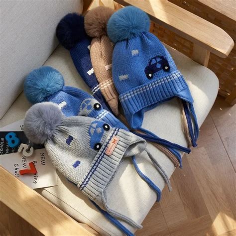 Бебешка шапка със сладък динозавър Зимна мека памучна топла плетена шапка за момче и момиче