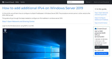 Crowncloud Wiki How To Add Additional Ipv4 On Windows Server 2019