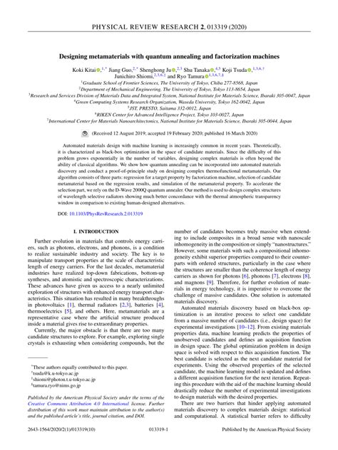 Pdf Designing Metamaterials With Quantum Annealing And Factorization Machines