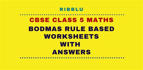 Bodmas Rule Questions For Class 5