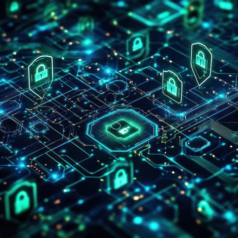 Abstract Digital Network With Glowing Padlocks And Circuitry Premium Ai Generated Image