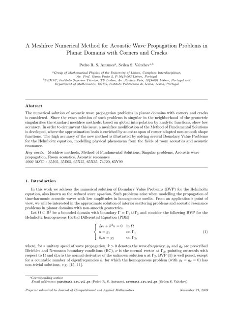 Pdf A Meshfree Numerical Method For Acoustic Wave Propagation