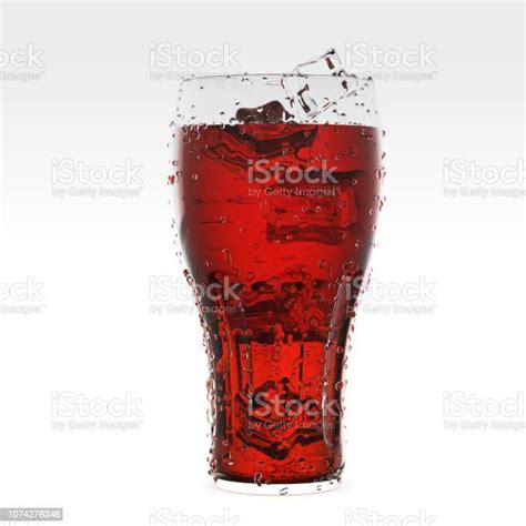 음료입니다 빨간 액체와 얼음 조각으로 한 유리입니다 3d 그림입니다 0명에 대한 스톡 사진 및 기타 이미지 0명 단일 객체 디지털 생성 이미지 Istock