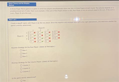 Solved Game Theory And The Simplex Methoda Three Finger