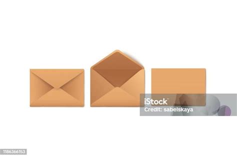 블랭크 의 모형 세트 열고 닫힌 크래프트 종이 봉투 현실적인 스타일 봉투에 대한 스톡 벡터 아트 및 기타 이미지 봉투 3차원 형태 갈색 Istock