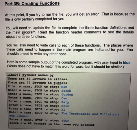 Solved Part B Creating Functions At This Point If You Try Chegg Com