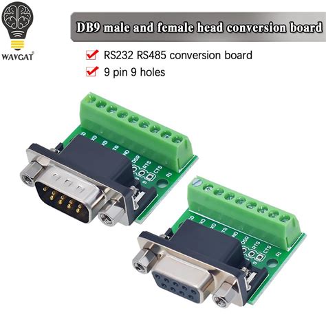 Db9 Male Female Adapter Signals Terminal Module Rs232 Rs485 Serial To Terminal 9 Pin 9 Hole